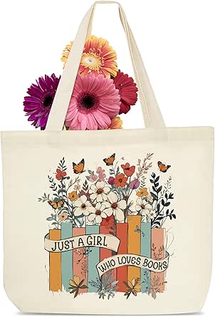 Amazon.com: pseuaudo Women's Canvas Tote Bags, Cute Book Tote Bag ...