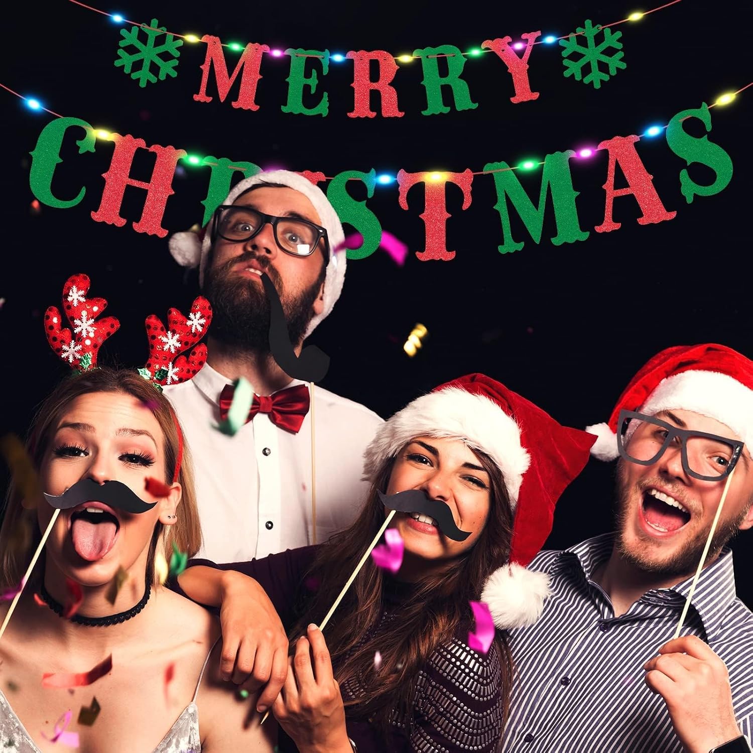 Cartel de Feliz Navidad con luces LED, rojo y verde, pancarta de feliz ...