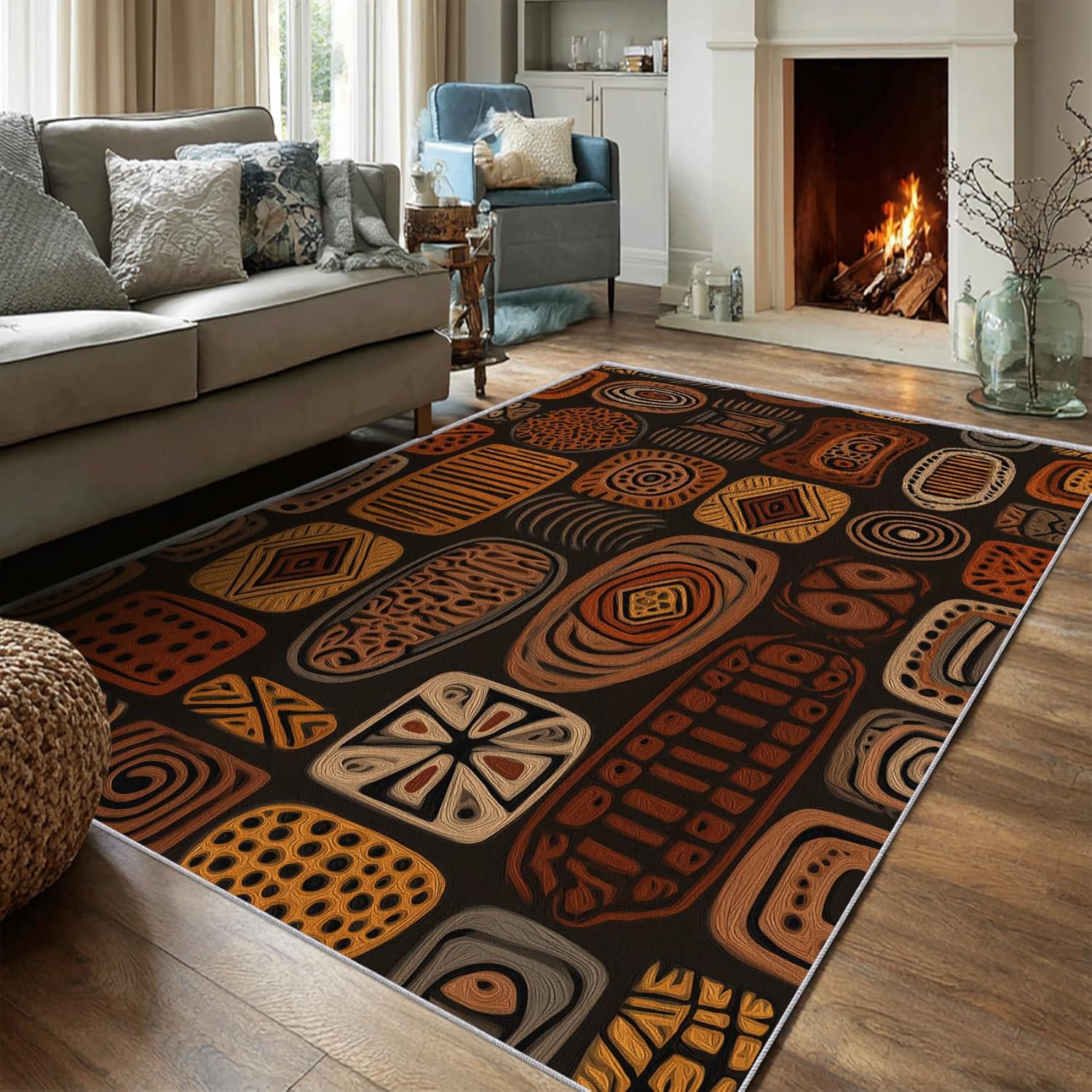 Amazon.com: Tribal Ethnic Rug, Washable 6x9 Rug for Living Room, Boho ...