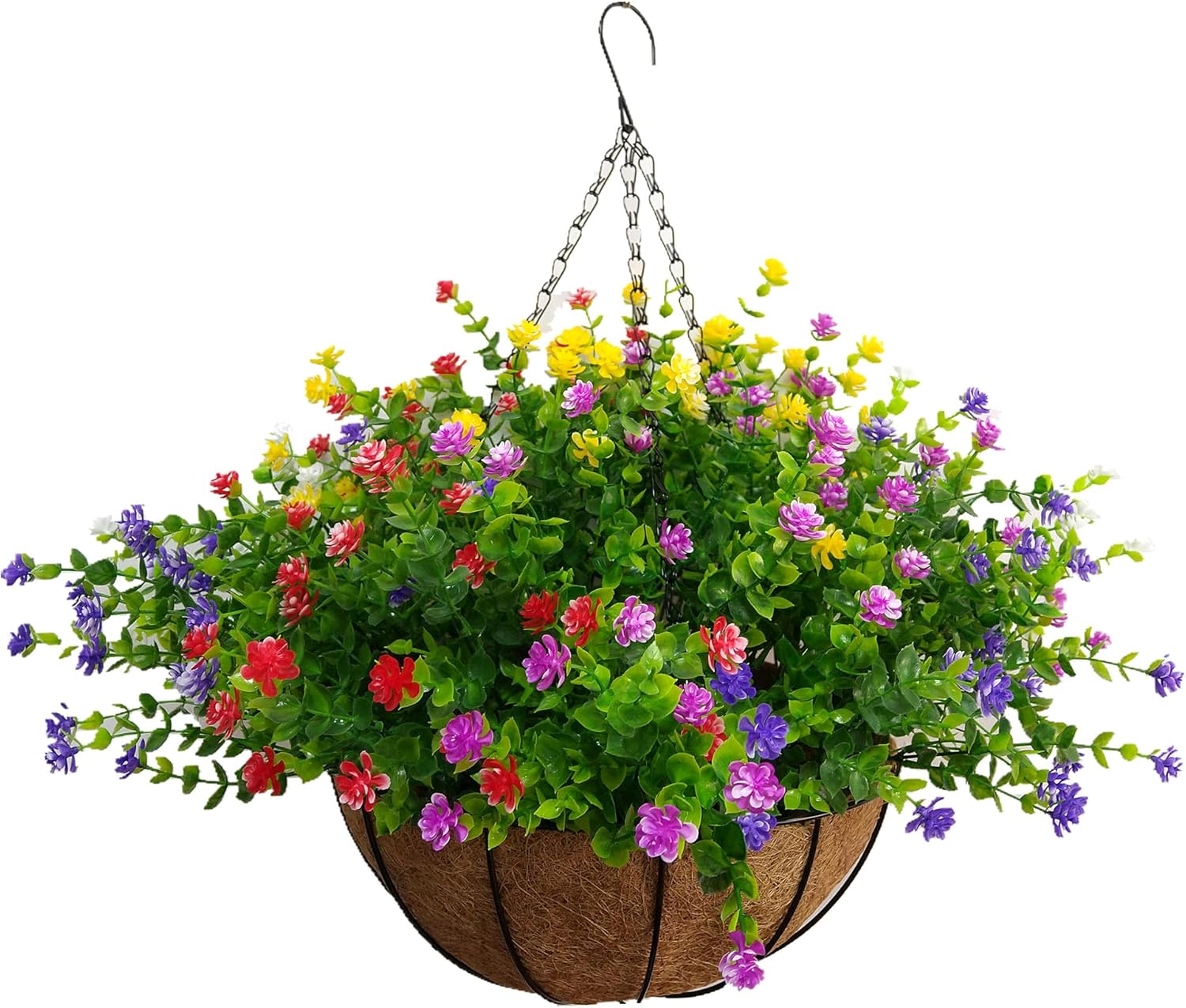Amazon.com : Mynse Flo Set of Hanging Basket with Chain Artificial ...