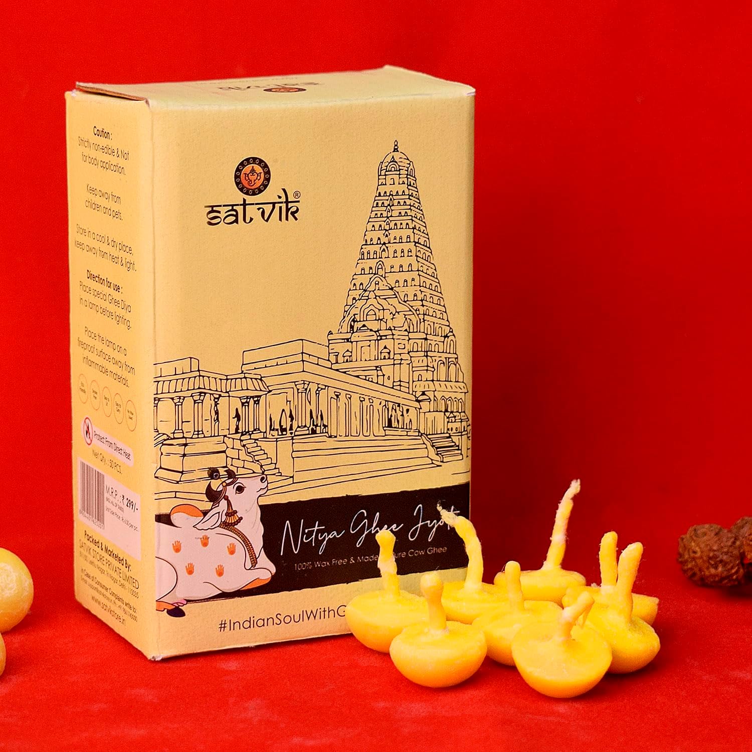 Amazon.com: Satvik Pure 50 Pc. Cow Ghee Wicks Readymade Cow Ghee Cotton ...