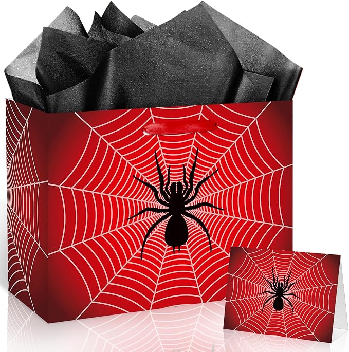 Amazon.com: Yomaiha Spider Birthday Gift Bag Spider Party Paper Bags ...