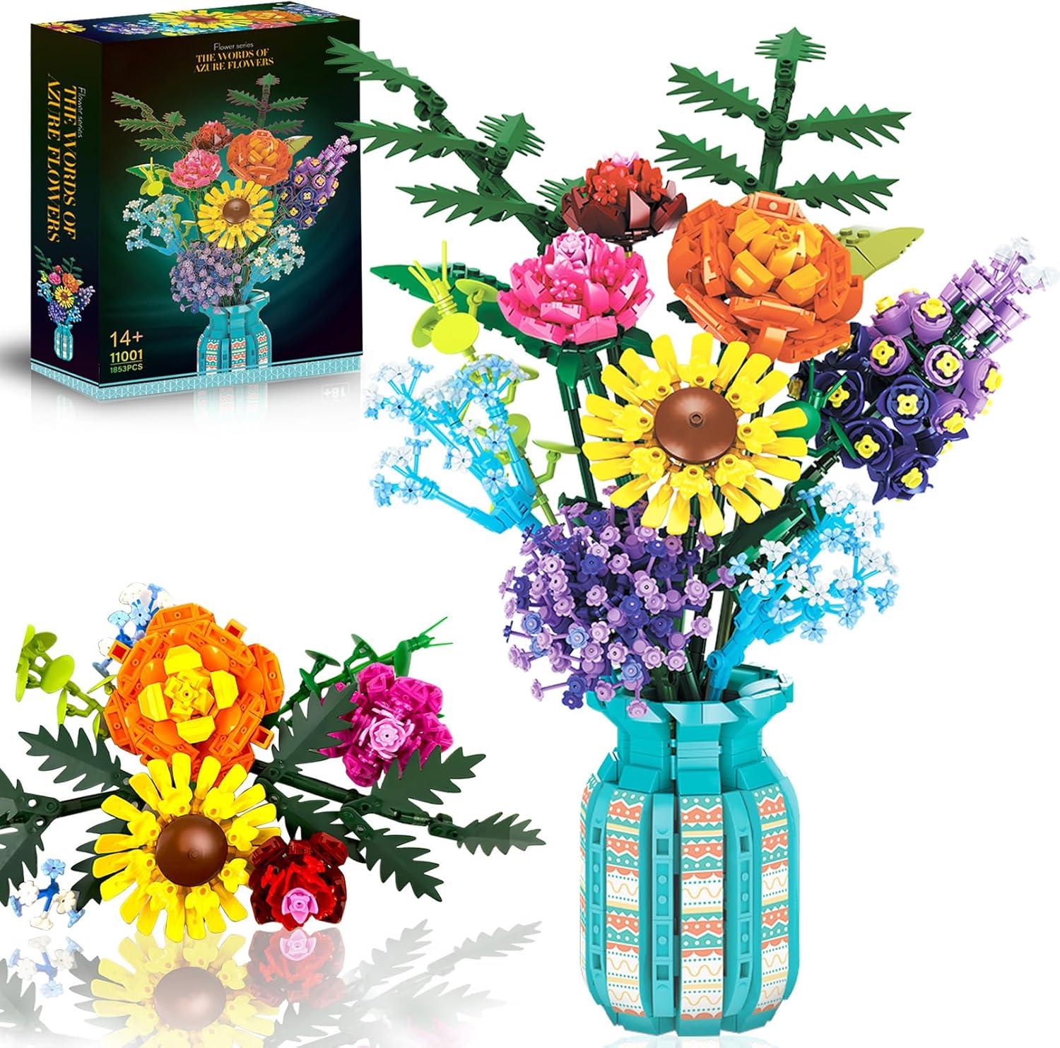 Amazon.com: Flowers Bouquet Building Set for Adults, Wildflowers Icon ...