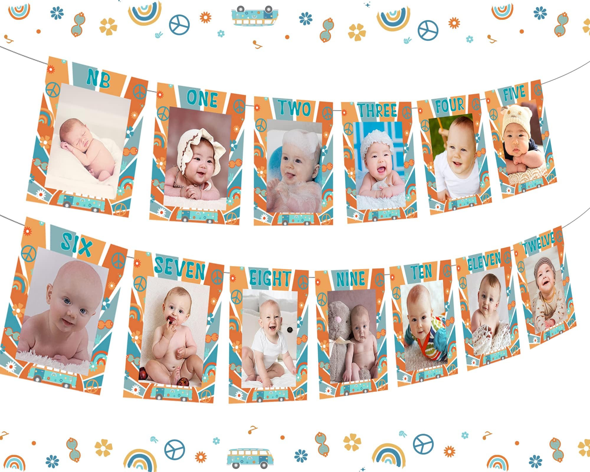Amazon.com: One Groovy Baby Birthday Decorations Boy - Monthly Photo ...