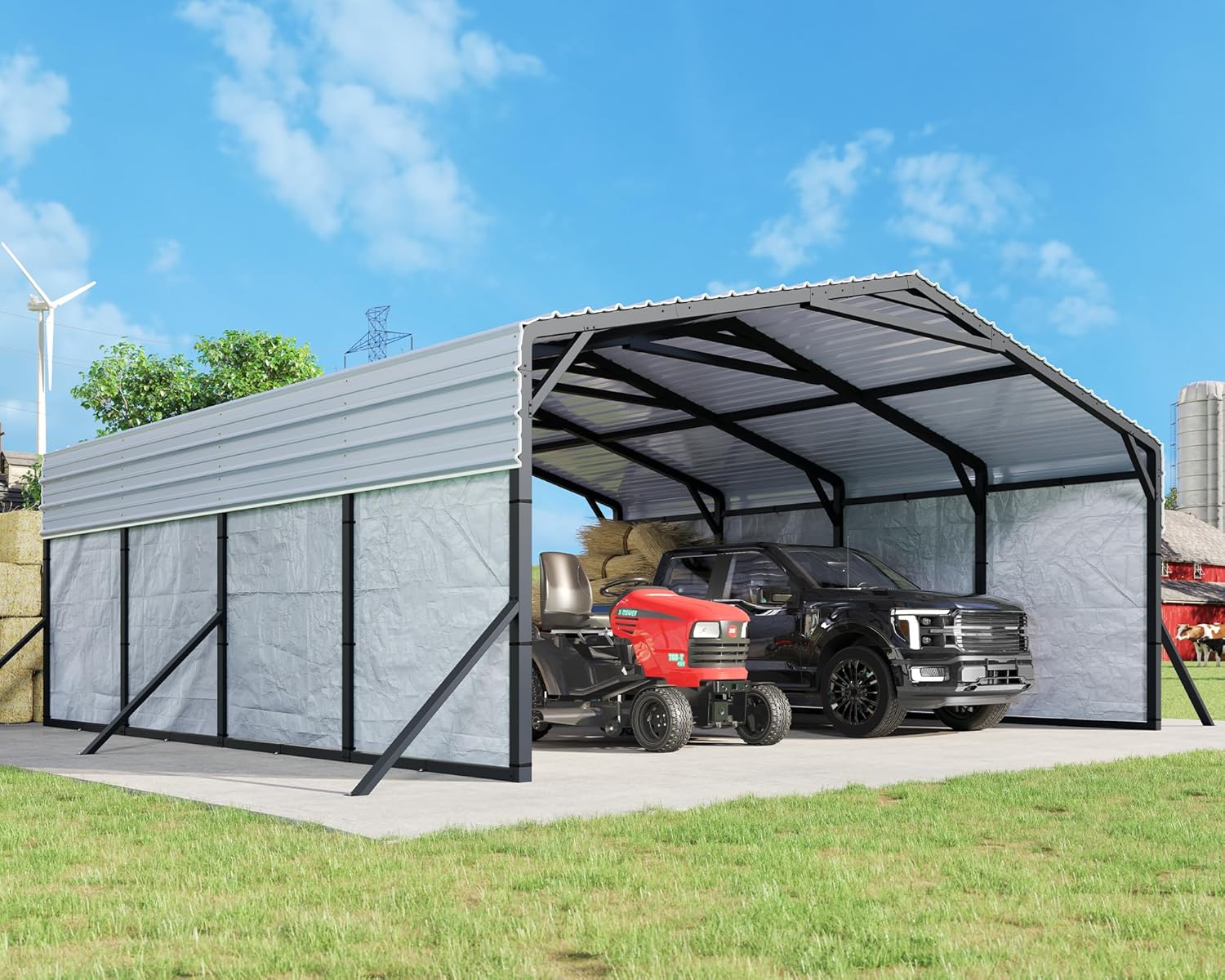 Amazon.com: Jocisland 20x20 FT Heavy Duty Metal Carport, All-Weather ...