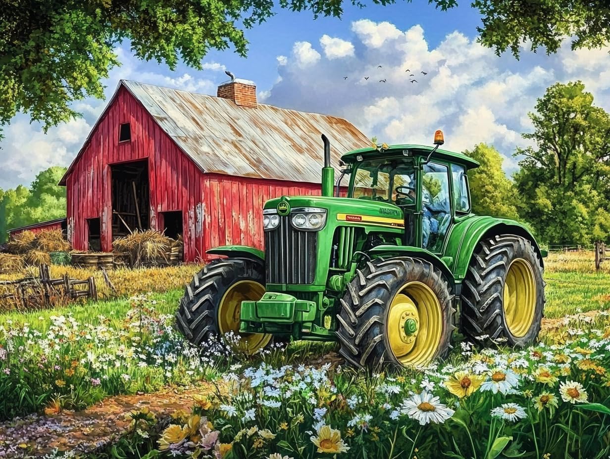 Amazon.com: 5D Farm Green Tractor Diamond Art 12x16 Inch Full Drill ...