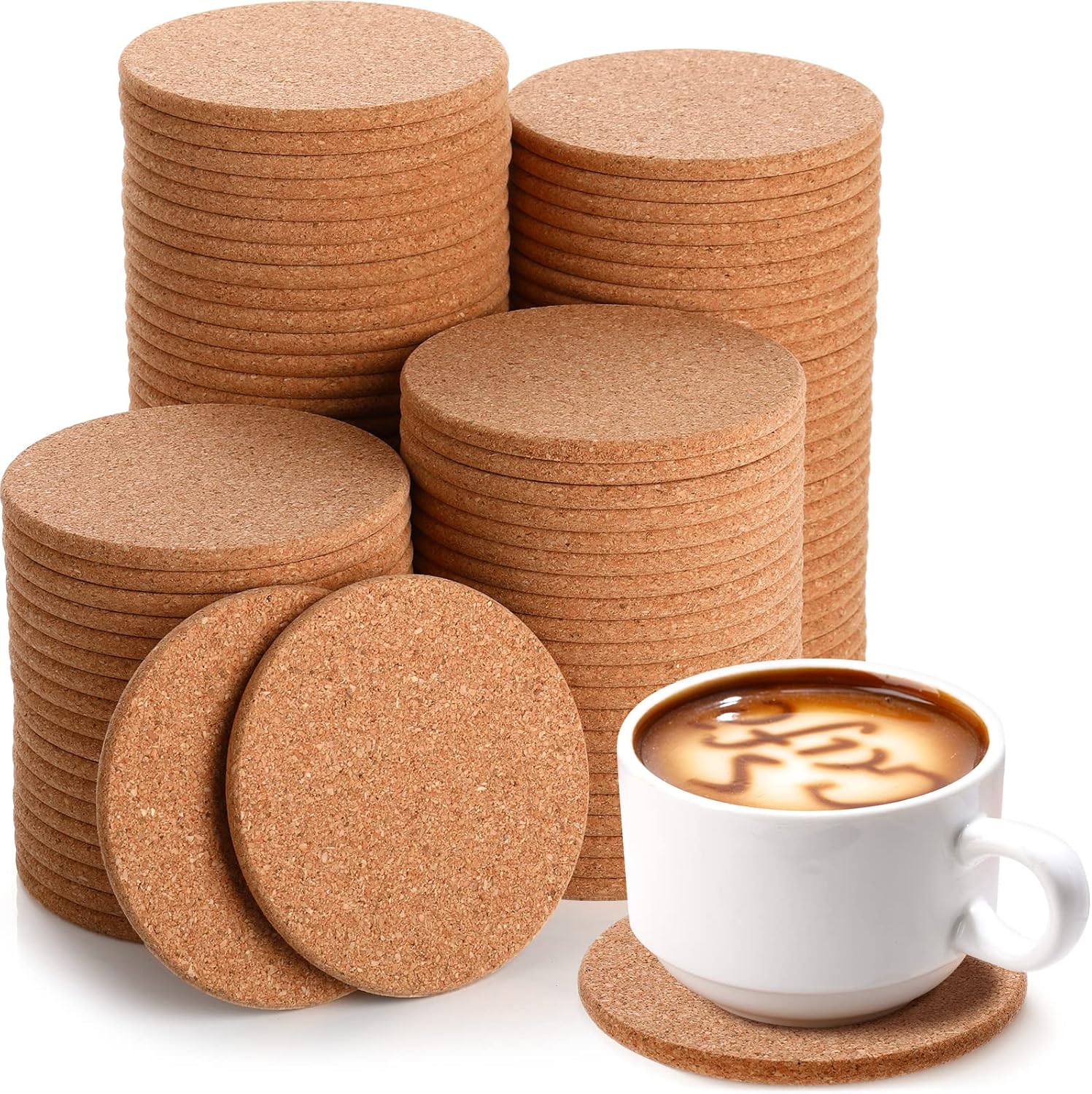 Amazon.com: Lallisa 100 Pcs Cork Coasters for Drinks, Thick Absorbent ...