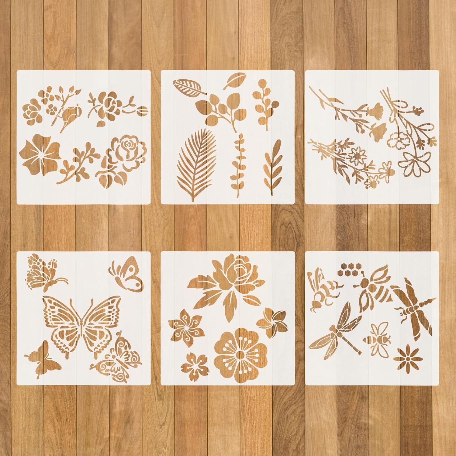 Amazon.com : Ascooks 6 Pcs Spring Style Stencils Reusable, Stencils for ...