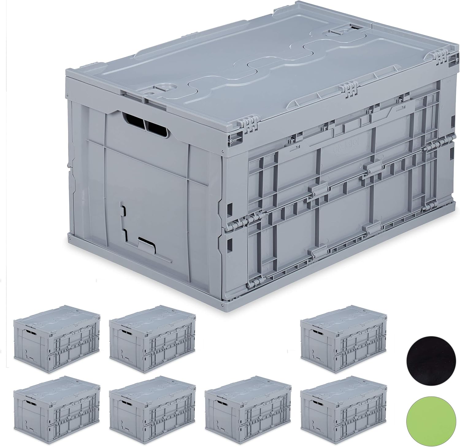 Relaxdays Set of 8 Professional Storage Boxes, Sturdy, Commercial Crate ...