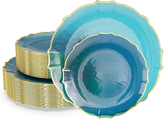 Amazon.com | Exquisite Plastic Plates for Party 40 Piece Fancy Plastic ...