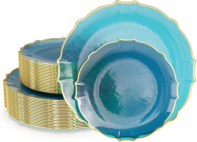 Amazon.com | Exquisite Plastic Plates for Party 40 Piece Fancy Plastic ...