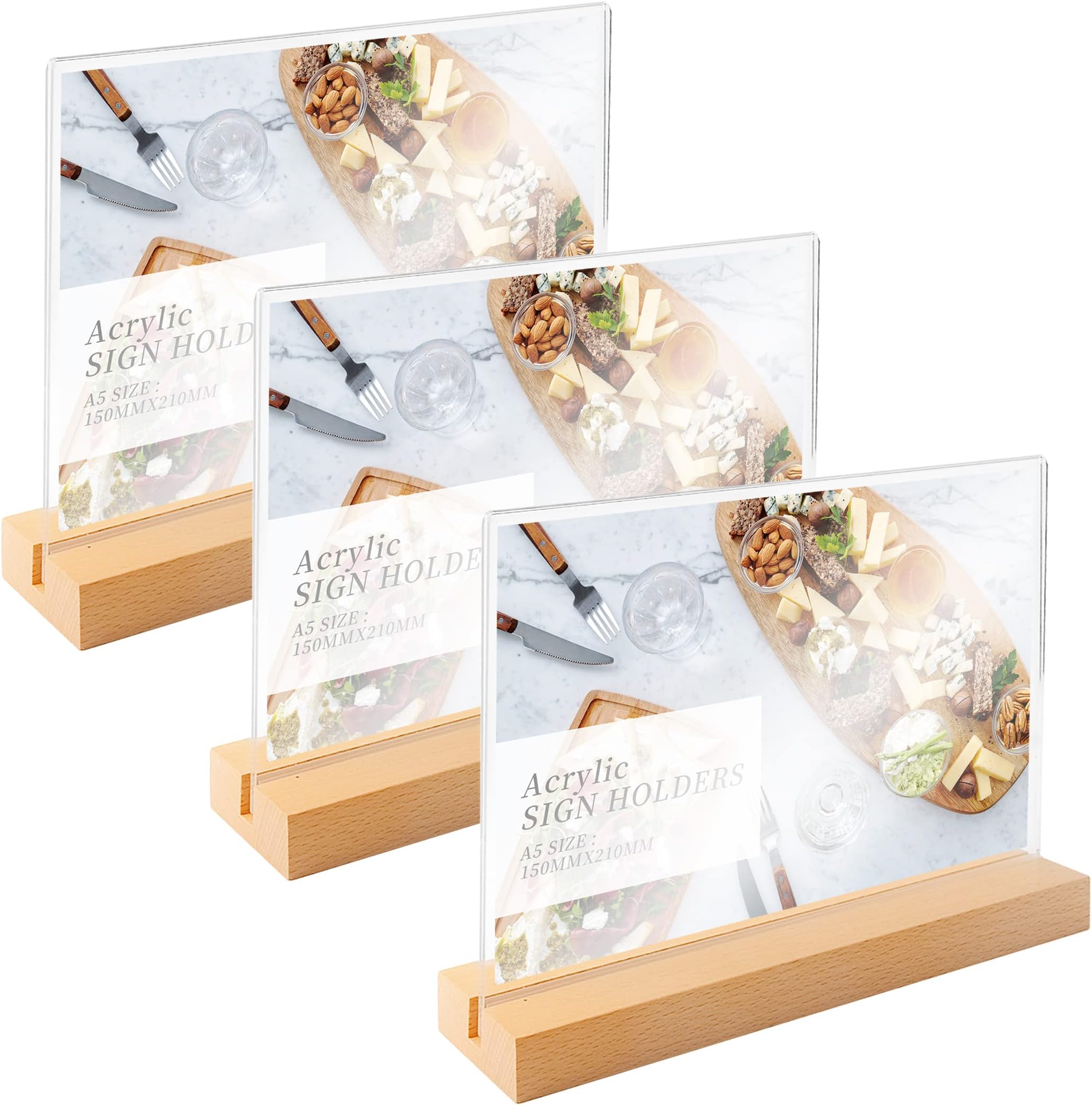 Aisamco Pack of 3 A5 Acrylic Sign Holders T Shape Clear Acrylic Double ...