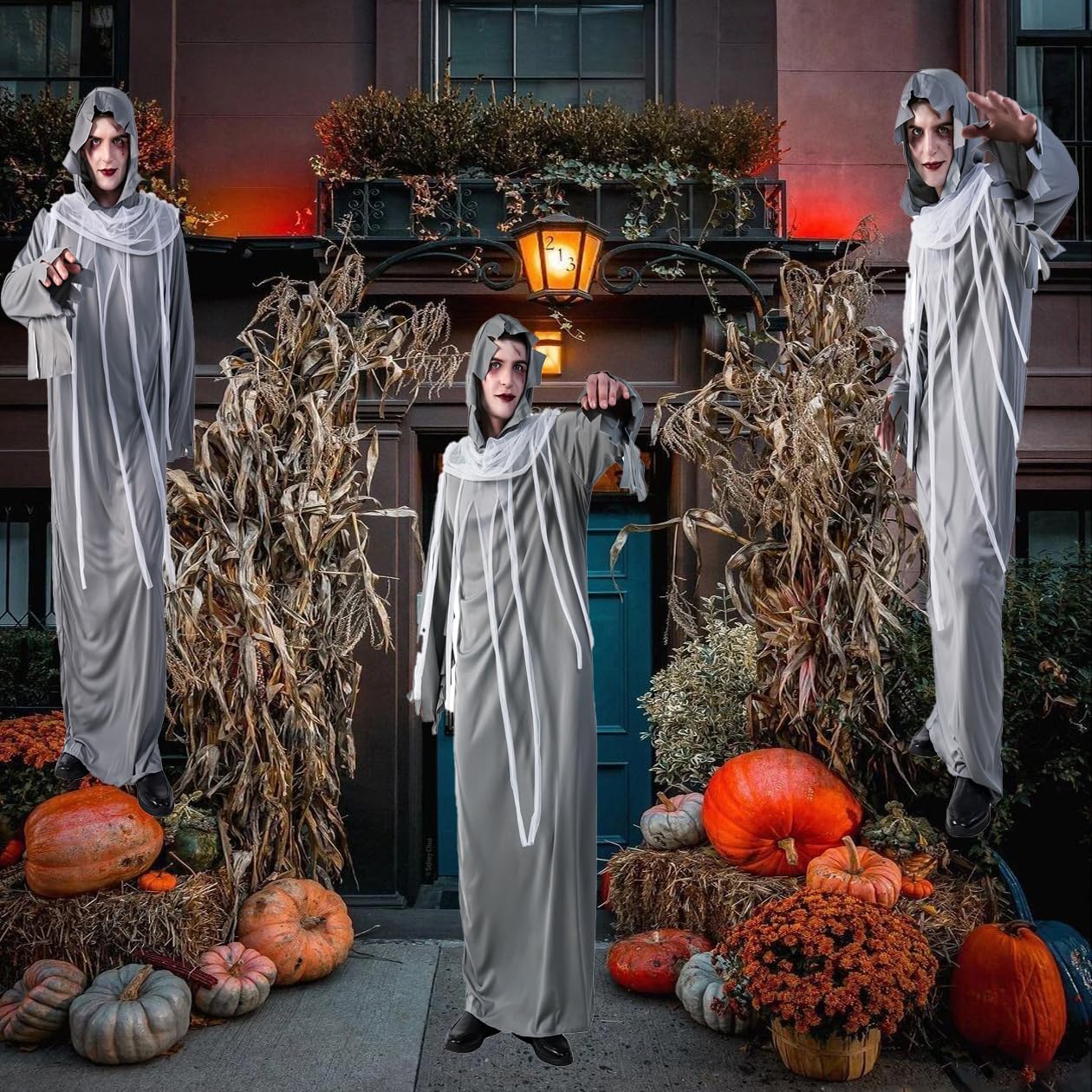 Snapklik.com : Adult Ghost Costume Cosplay Men Scary Hooded Robe