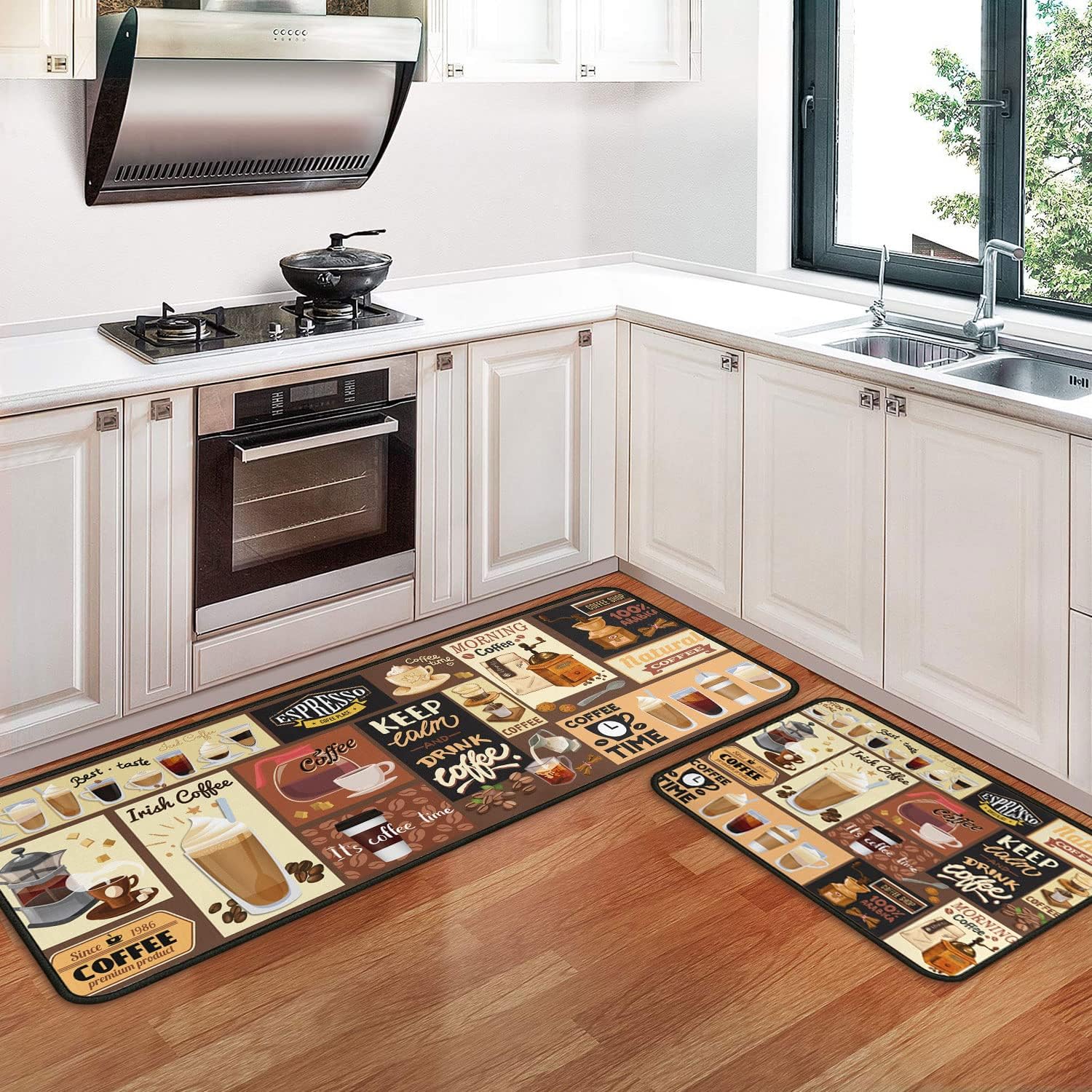 Amazon.com: Coffee Theme Kitchen Rugs and Mats(2 PCS),Non Skid Washable ...