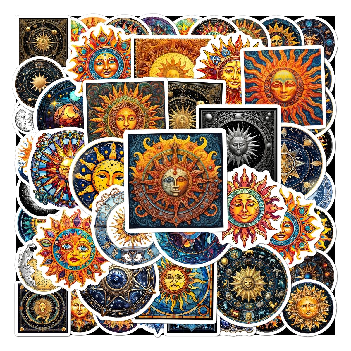 Amazon.com: Pack 50 Pcs Sun and Moon Stickers for Water Bottles ...