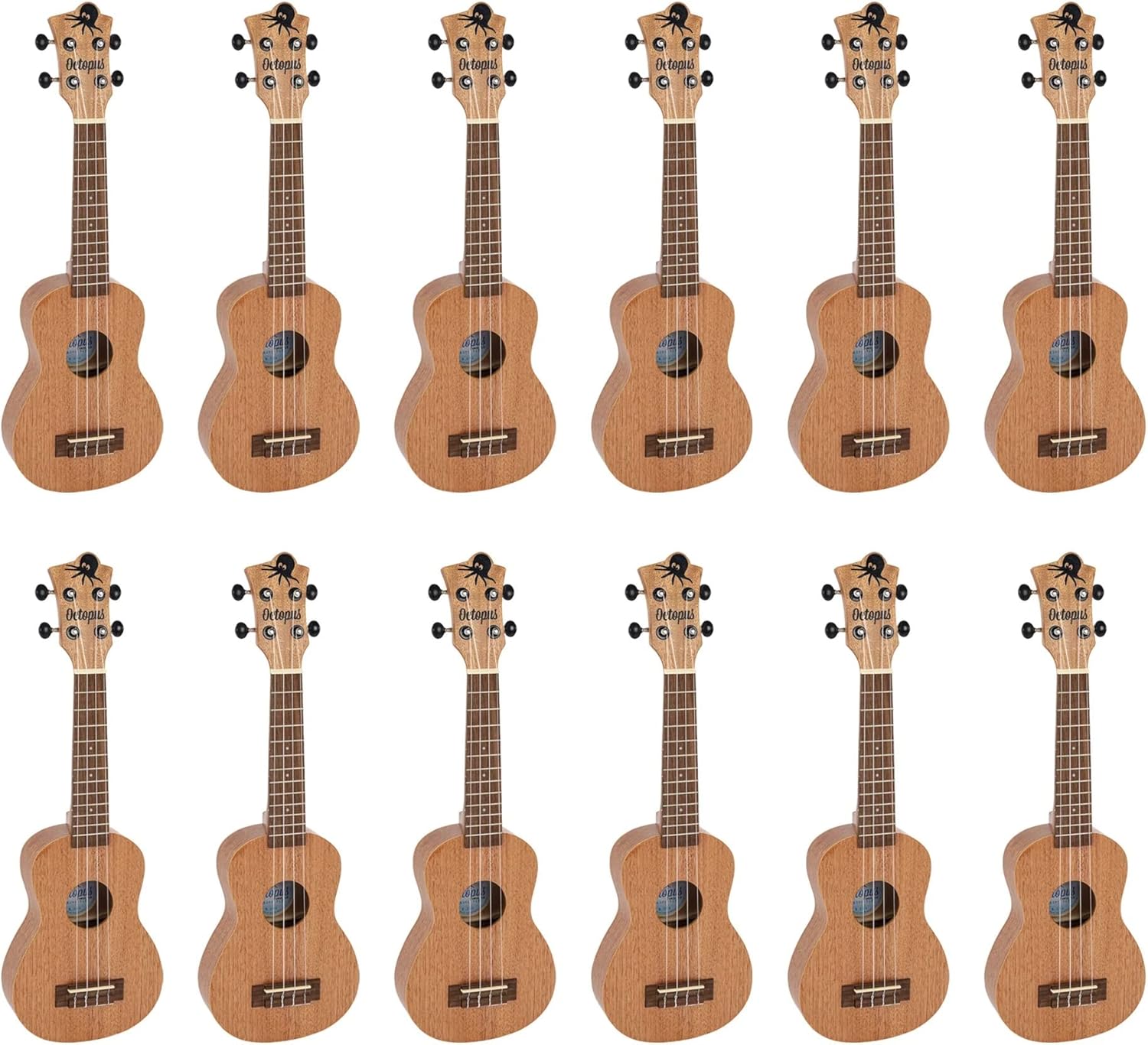 Octopus Academy soprano ukulele classroom pack of 12 - Natural : Amazon ...