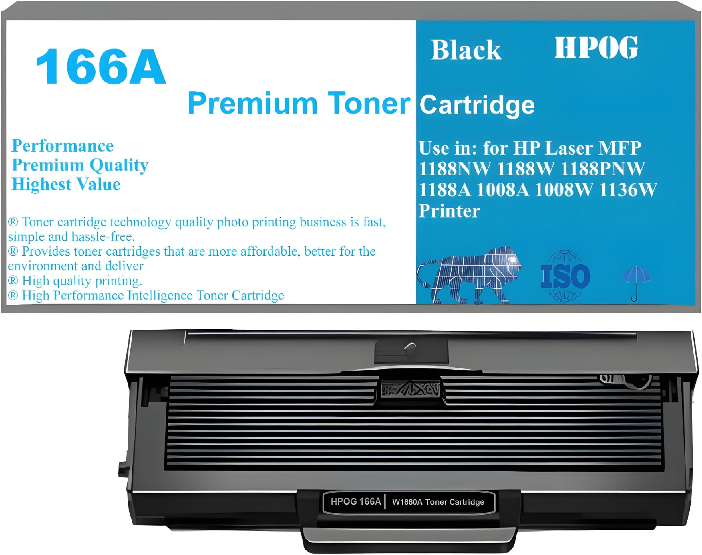 W1660A / 166A Compatible Toner Cartridge Replacement for HP 166A Toner ...