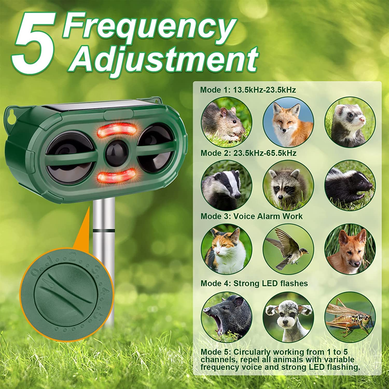 Outdoor Solar Powered Animal Repeller,2023 New Ultrasonic Animal ...