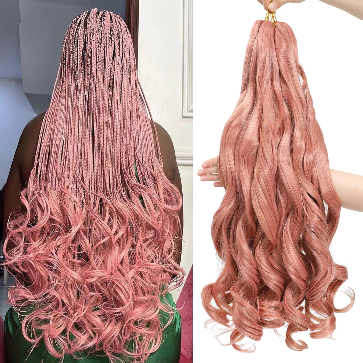 French Curly Braiding Hair 8 Packs Loose Wavy Synthetic Hair Extensions ...