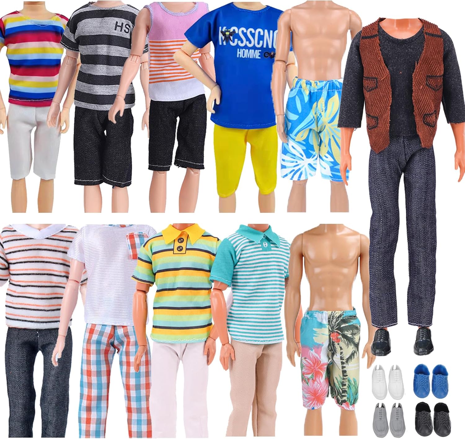 18 PCS Doll Clothes for Ken Doll Including Handmade 6 Tops 6 Pants ...