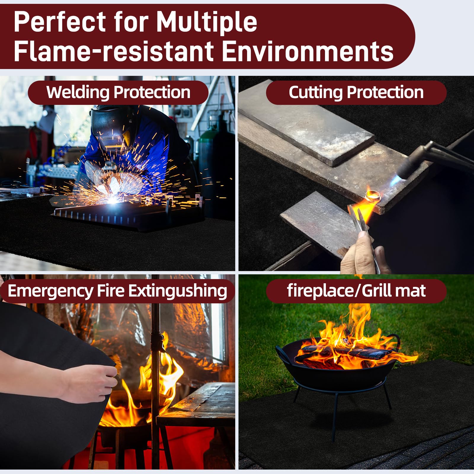 Carbon Felt Blanket 40x40 Inch Welding Blanket - 1800°F Fireproof ...