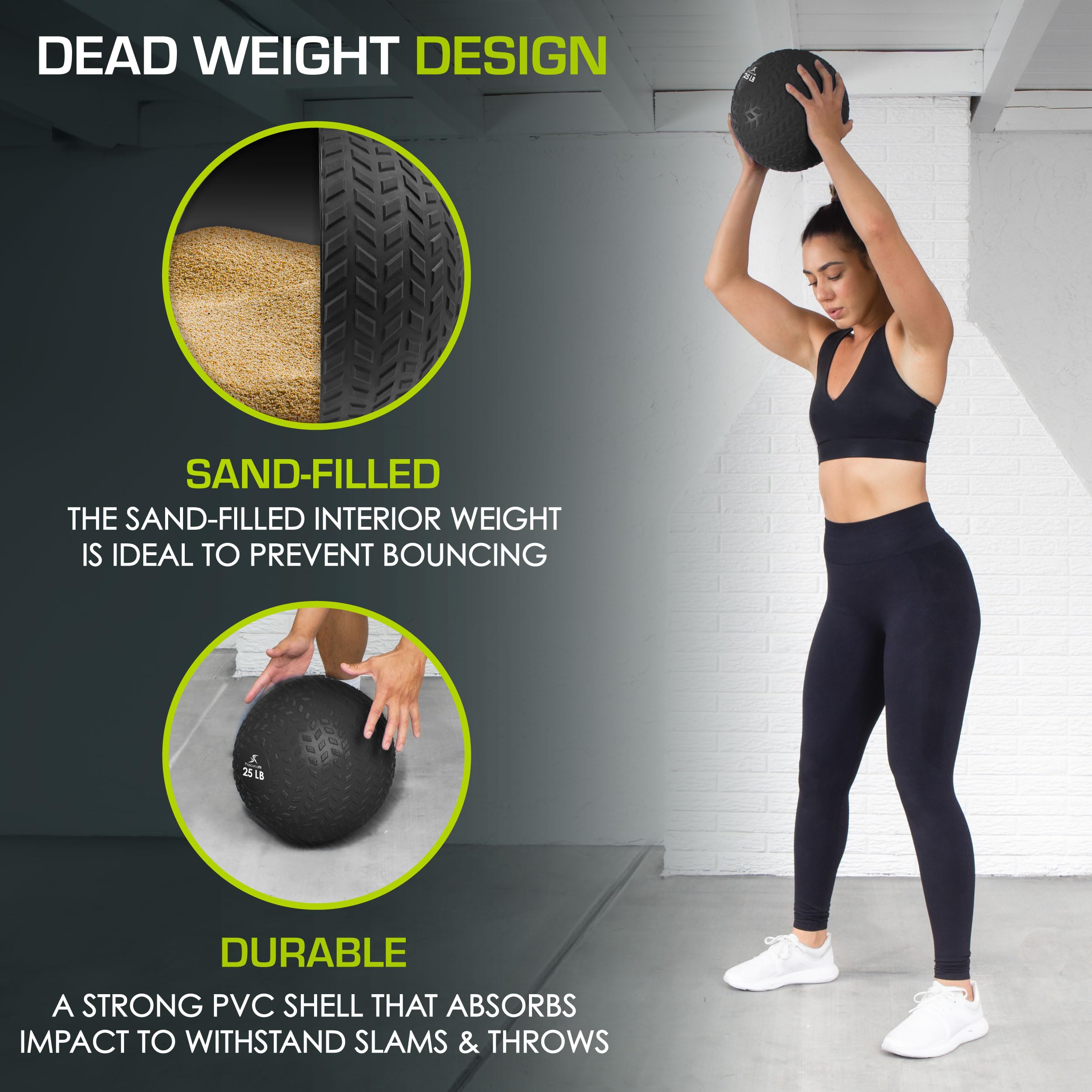 Snapklik.com : Slam Medicine Balls 5, 10, 15, 20, 25, 30, 50lbs Smooth And Tread Textured Grip ...