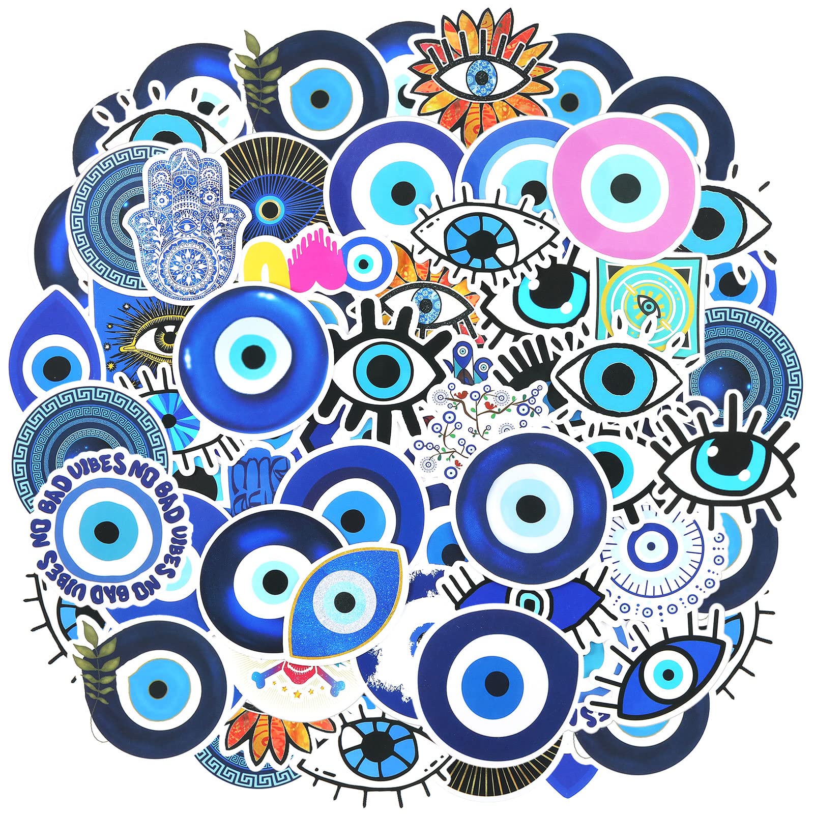 Amazon.com: 200 Pcs Evil Eye Stickers Vinyl Blue Eyes Decal for Water ...