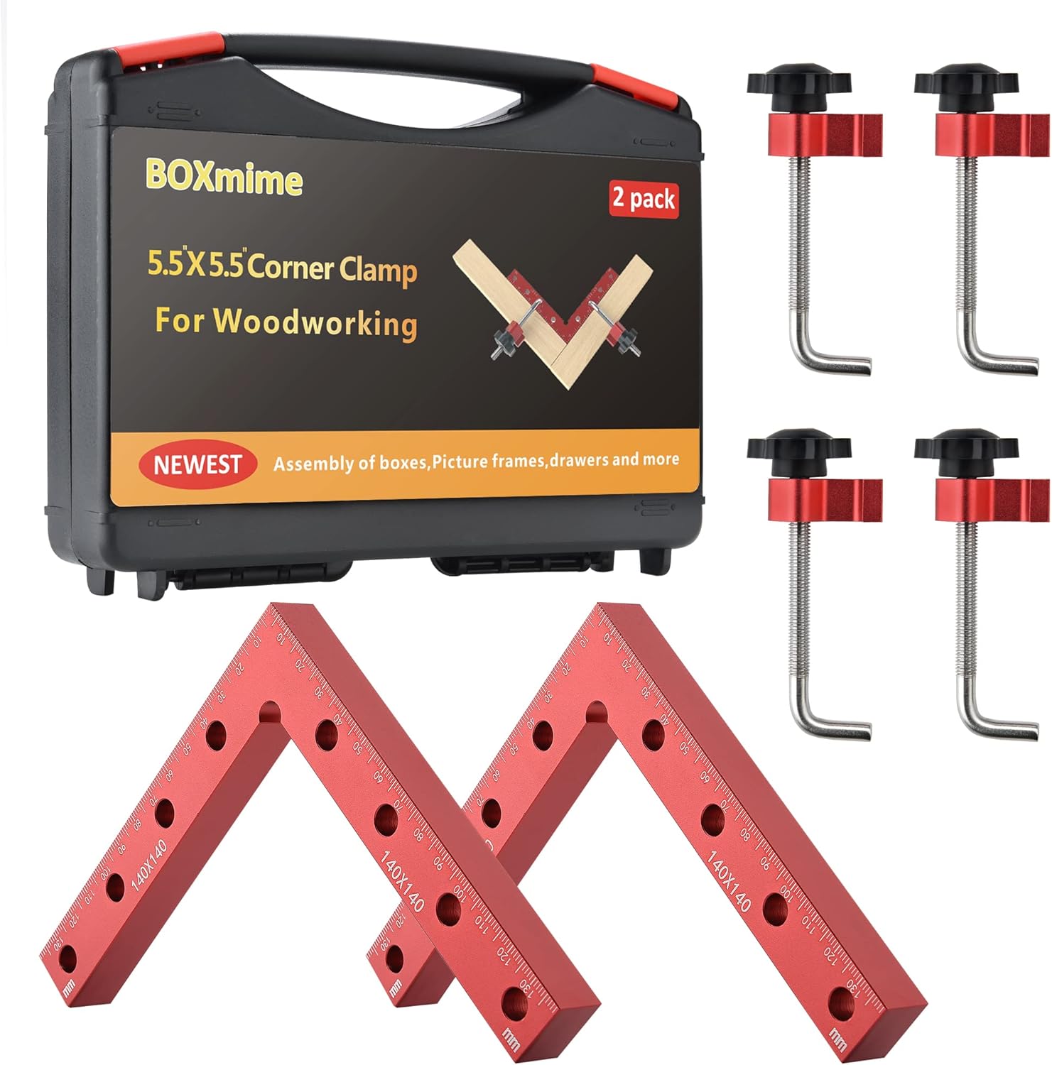 BOXmime Corner clamps for woodworking,5.5"x5.5"Right Angle Clip Fixer ...
