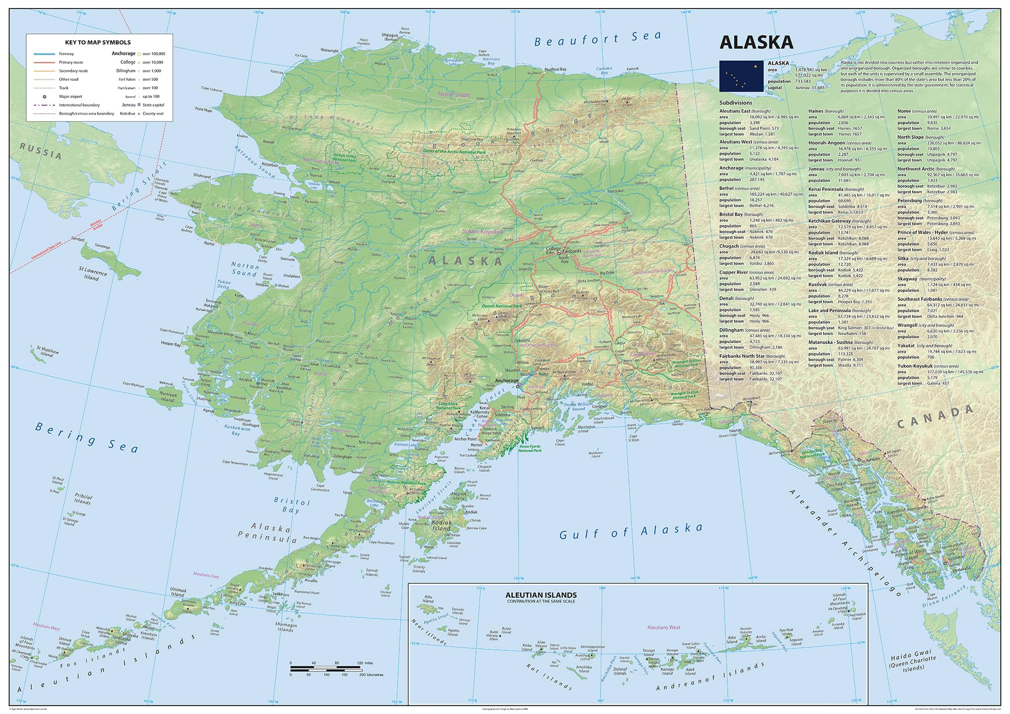 Alaska State Map Alaska State 3D Render Topographic Map Border