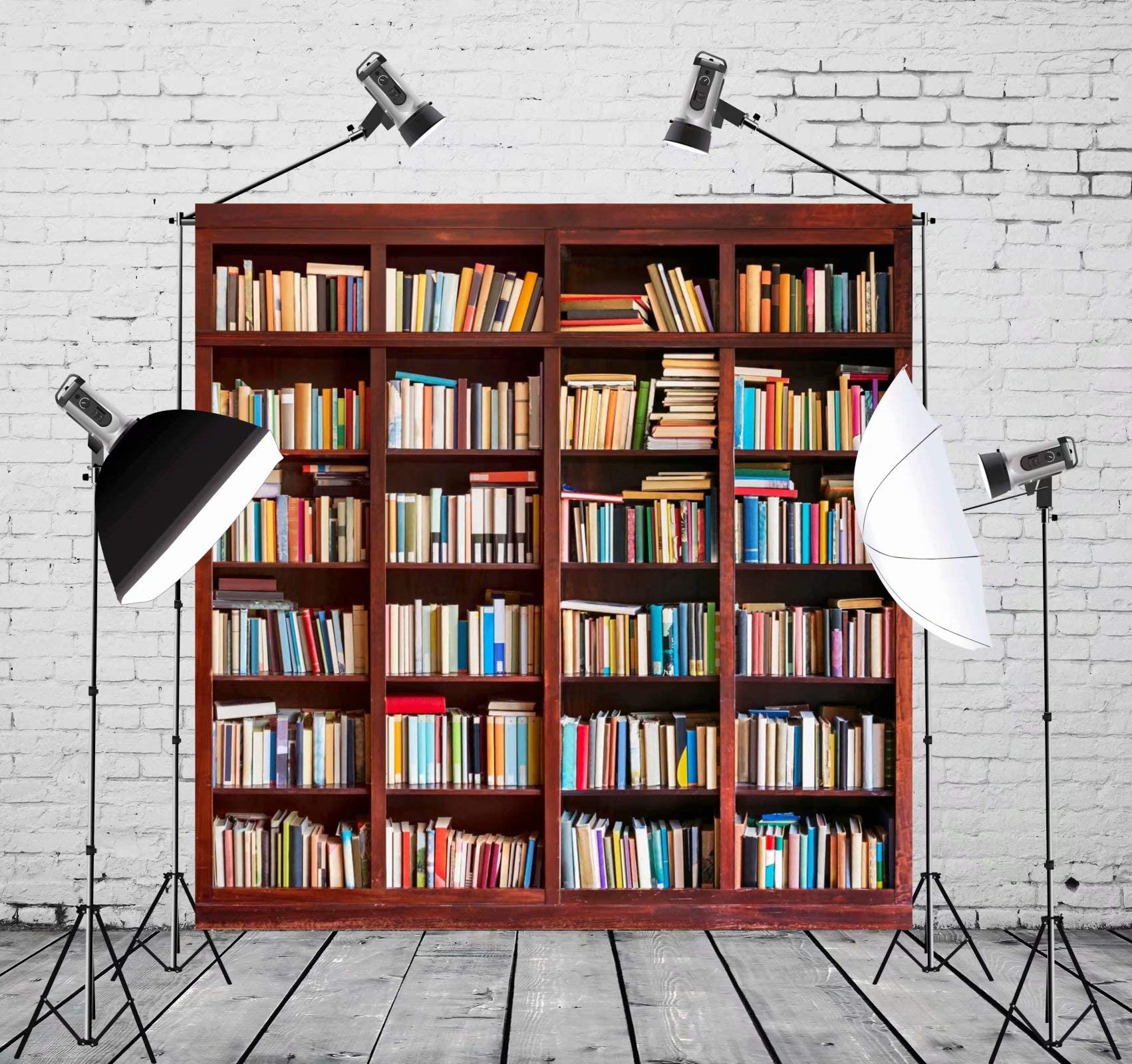 Inside Out Backdrop VinylBDS Retro School Library Study Bookshelf ...