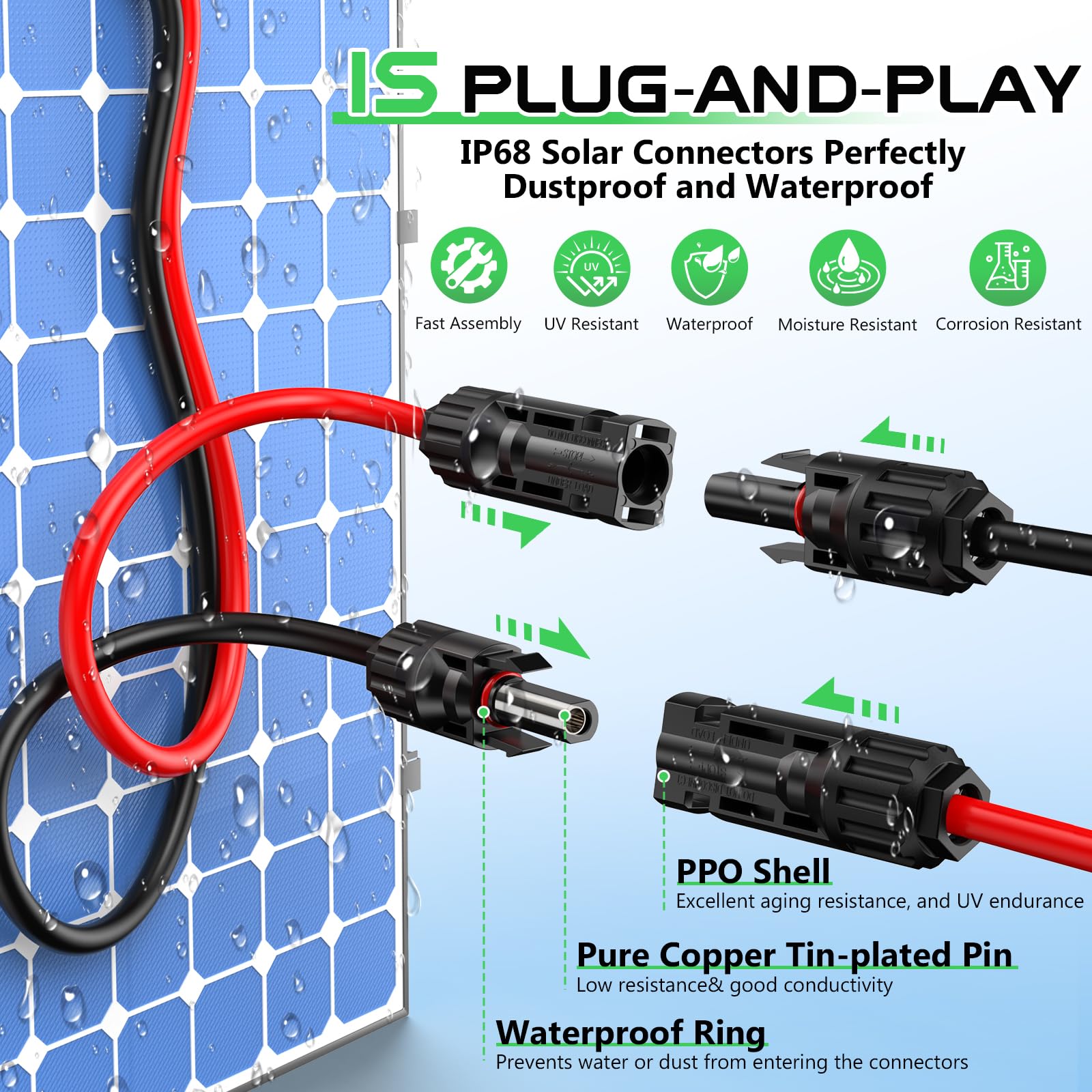 Snapklik.com : 12AWG XT60 Solar Cable- Solar To XT60 Cable 3 10 15 20 ...