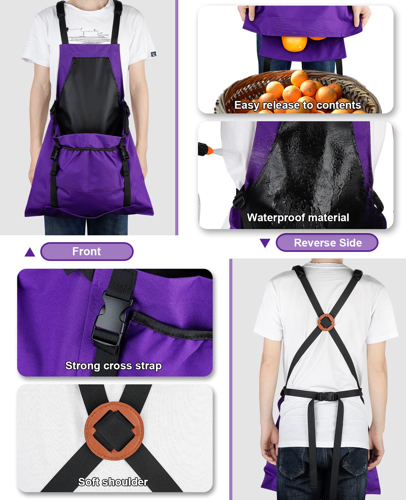Gardening Apron, with Quick Release Pockets for Harvesting Gardening ...