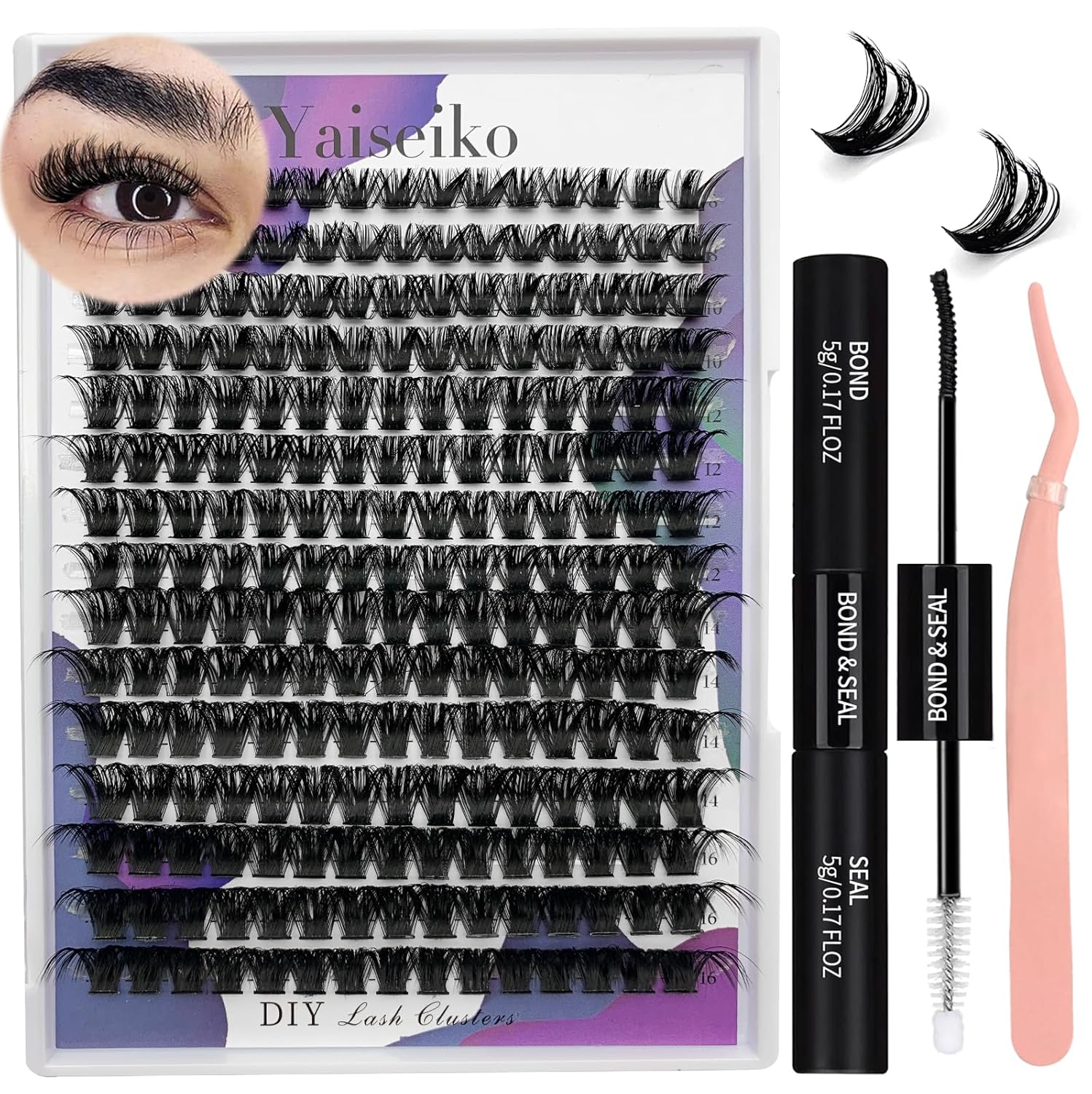 Amazon.com: Lash Extension Kit 100D Fluffy Cluster Eyelash Extensions ...