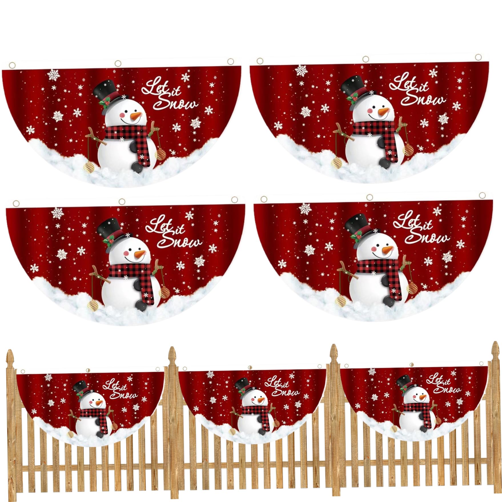 Amazon.com : 4Pcs Christmas Bunting 35 Inch Snowman Christmas Fan Flag ...