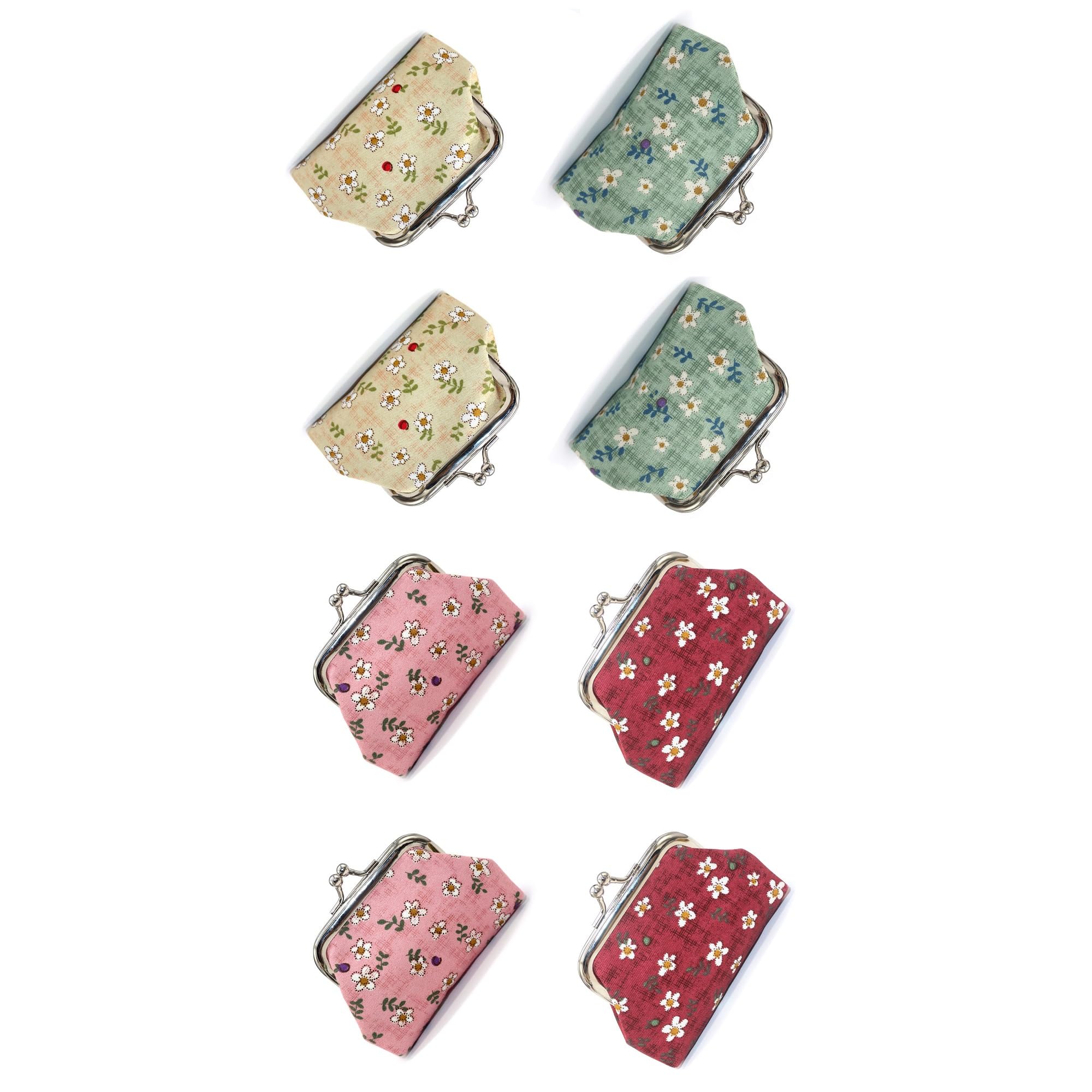 Amazon.com: MIAO JIN 8Pcs Small Canvas Little Daisy Coin Purses Present Bag with Clasp Kiss Lock ...
