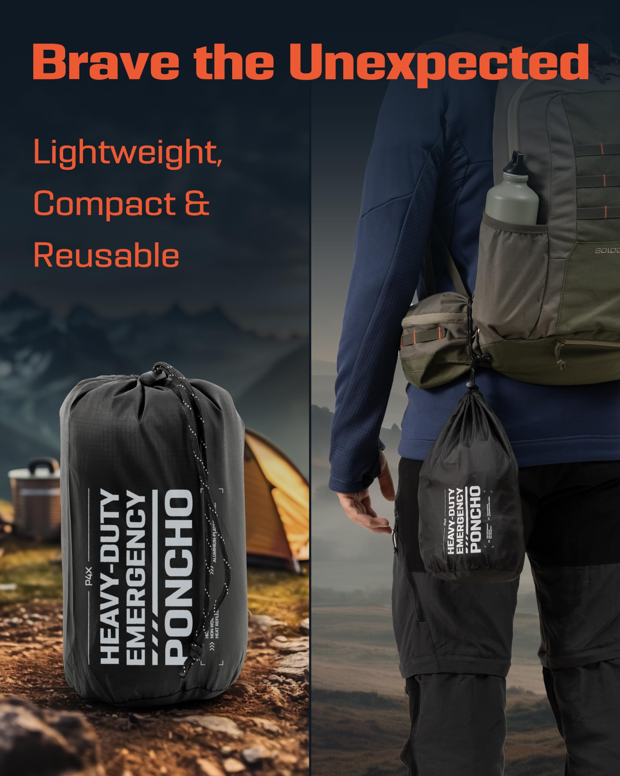 Snapklik.com : PREPARED4X Heavy Duty Rain Poncho - Reusable Waterproof ...