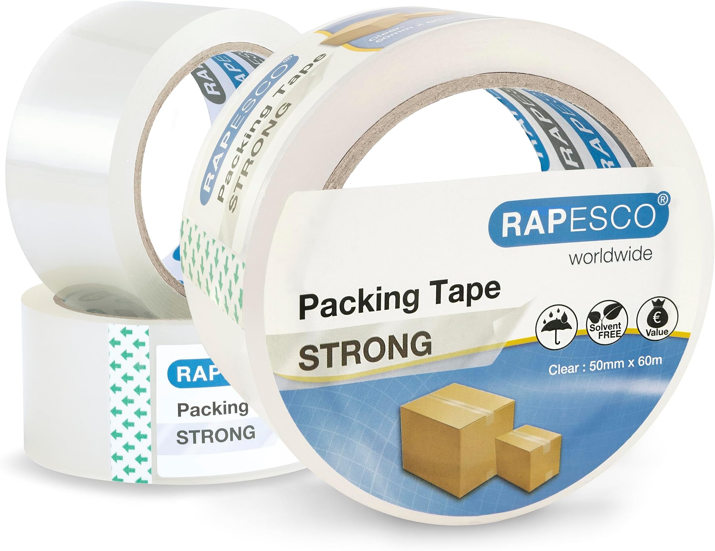 Rapesco 1697 Strong Packing Tape 50mm x 60m, Clear, Pack of 2 : Amazon ...