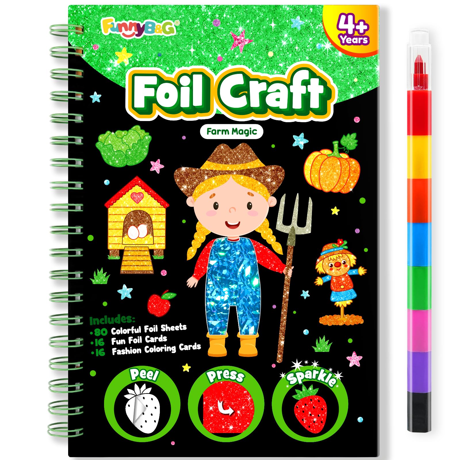 Amazon.com: Foil Art Craft Activity for Kids: Fun DIY Toy Sticker Kit ...