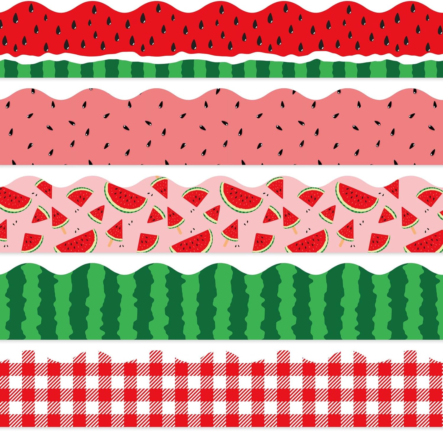 Amazon.com: Whaline 69Ft Watermelon Bulletin Board Borders Red Green ...