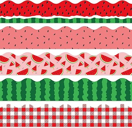 Amazon.com: Whaline 69Ft Watermelon Bulletin Board Borders Red Green ...