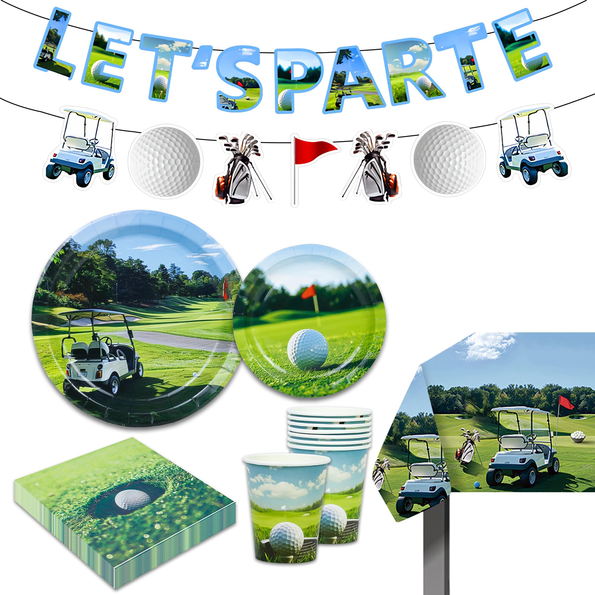 Amazon.com: 98Pcs Golf Party Supplies Set Includes 24 Large Plates, 24 ...