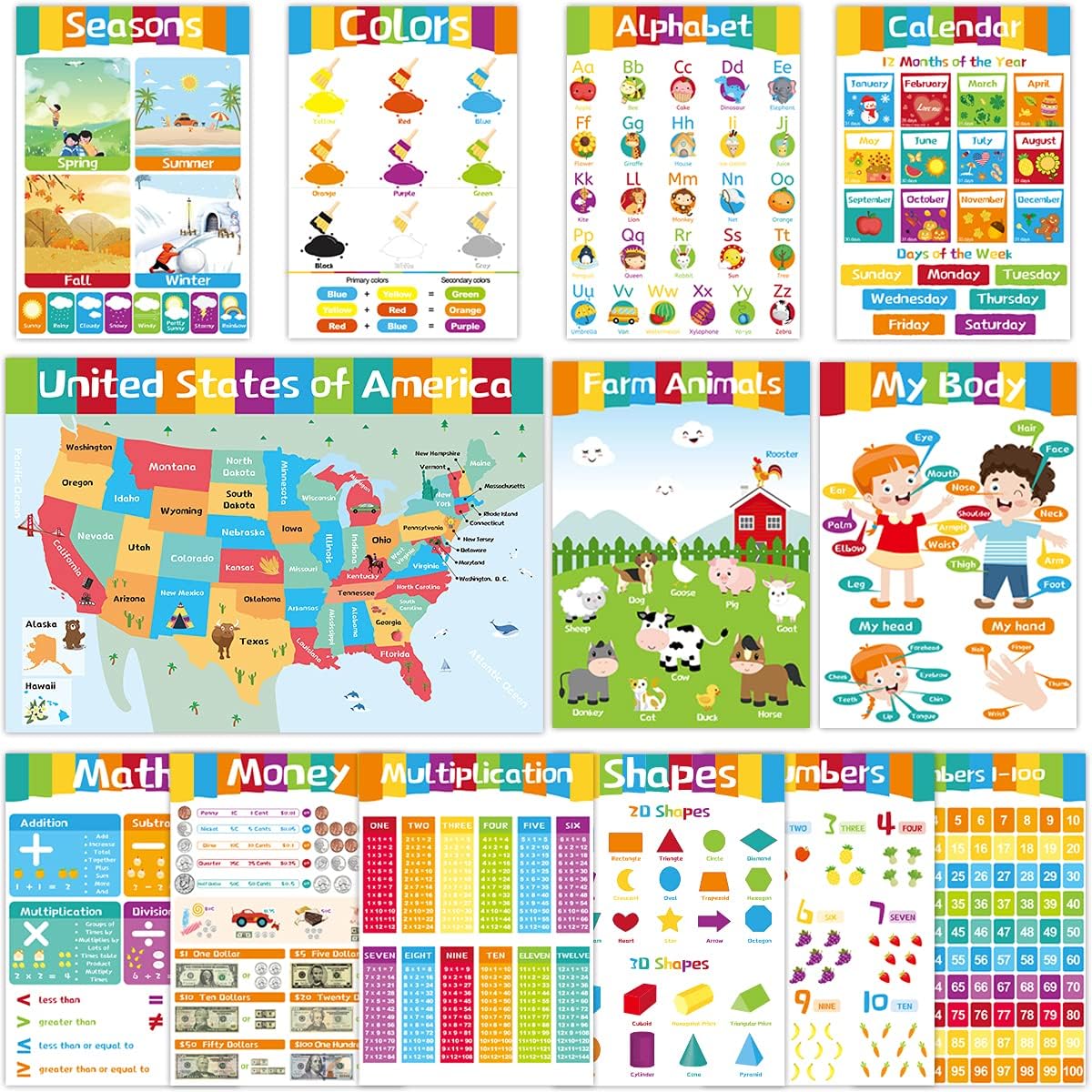 16 Educational Posters Early Learning Poster for Preschool Classroom ...