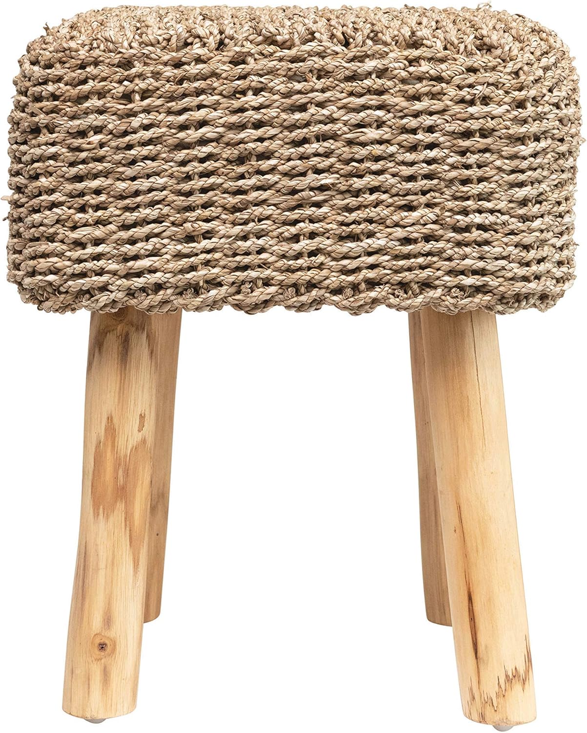 Amazon.com: Creative Co-Op Hand-Woven Seagrass Wood Legs, Natural Stool ...
