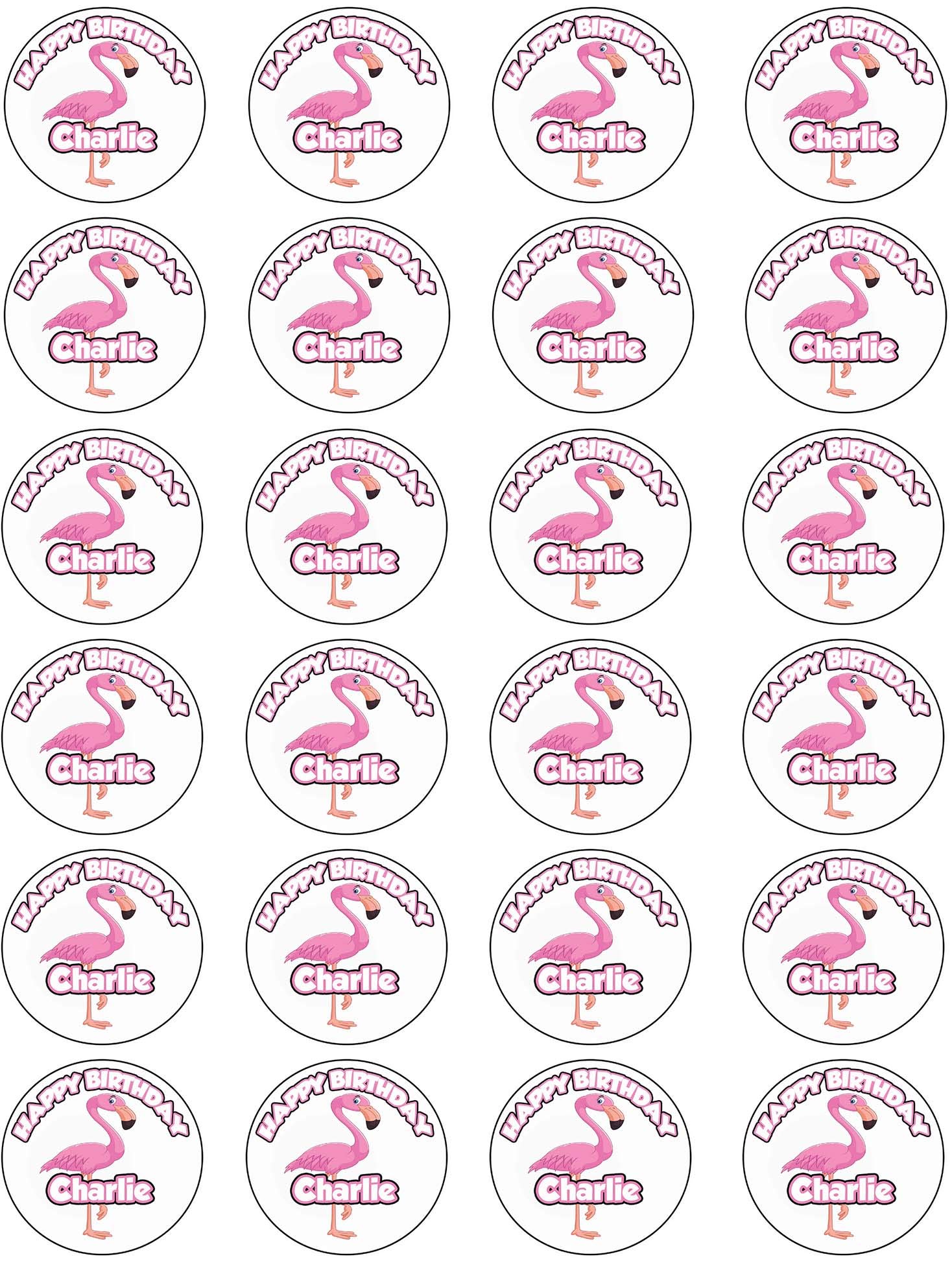 AK Giftshop Personalised Flamingo Birthday Stickers - (Pack of 24 ...