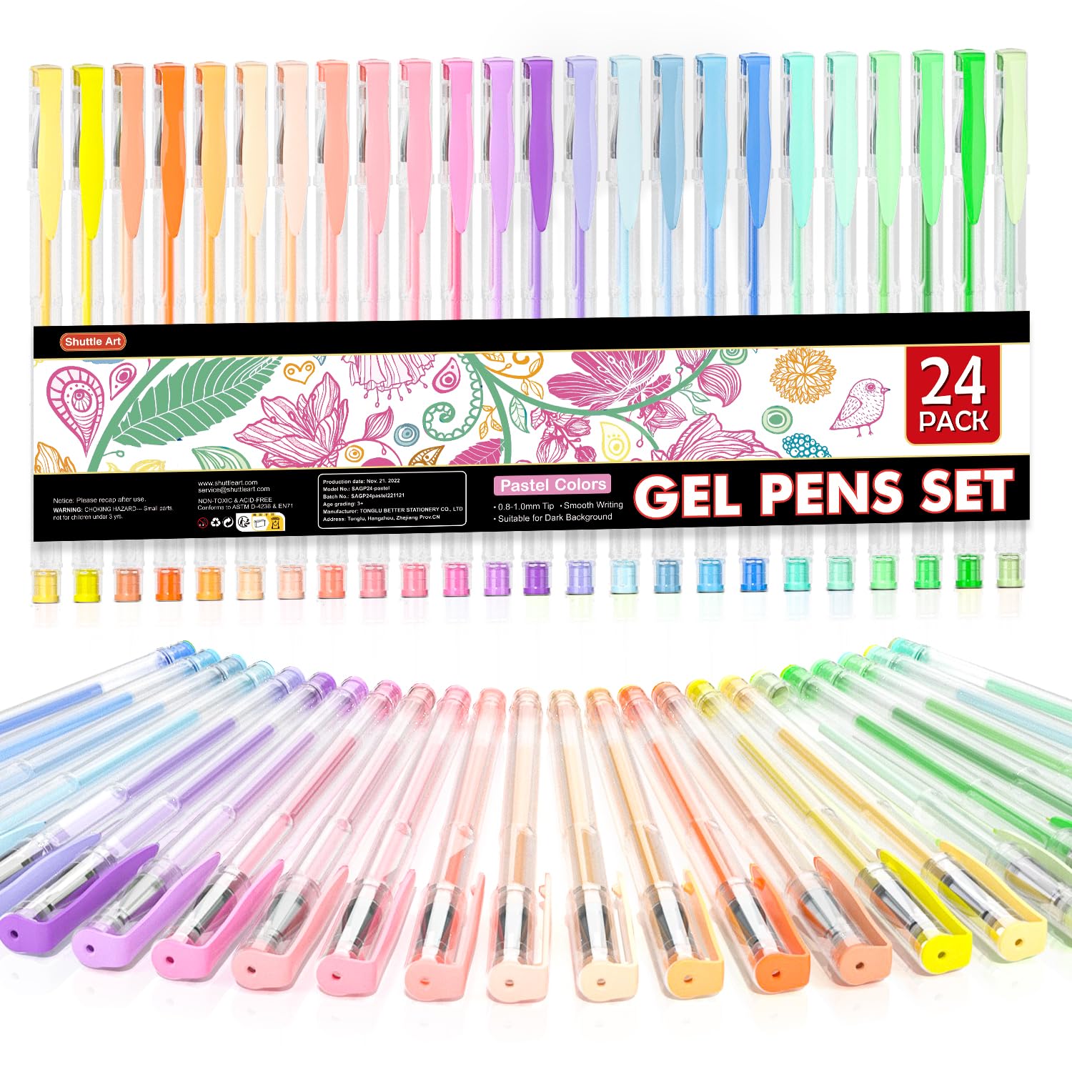 Pastel Gel Pens, Shuttle Art 24 Pastel Milky Colours Gel Ink Pen for ...