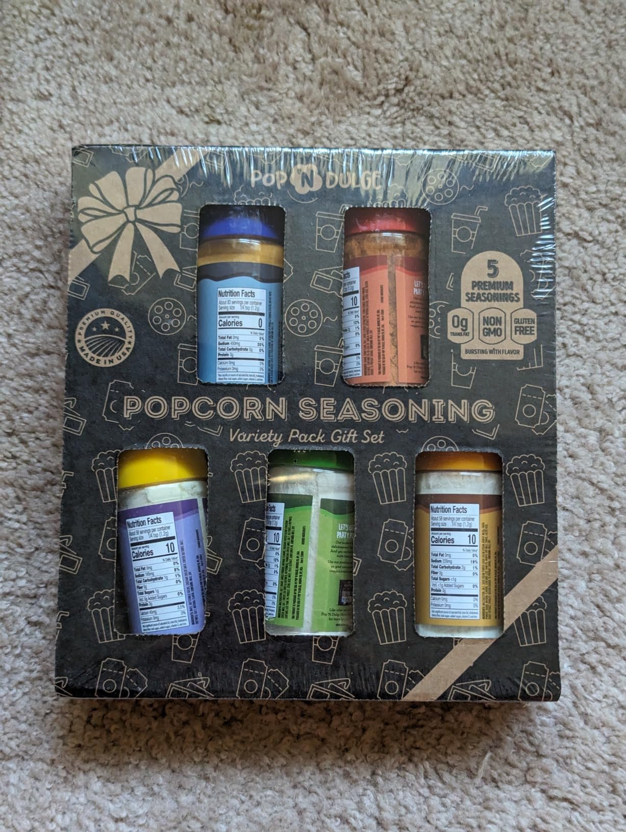 Amazon.com : Popcorn Seasoning Gift Set 5 Flavoring Bottles With ...
