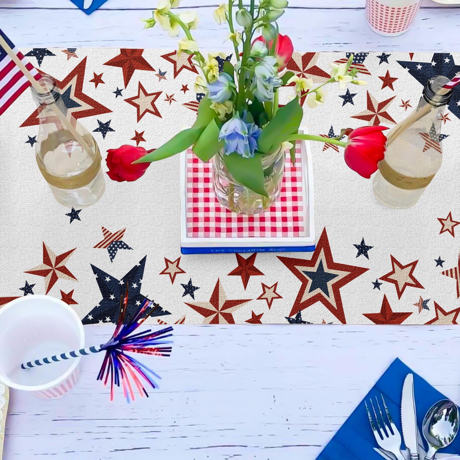 Snapklik.com : Bloss 4th Of July Table Runner Stars Patriotic Runners ...