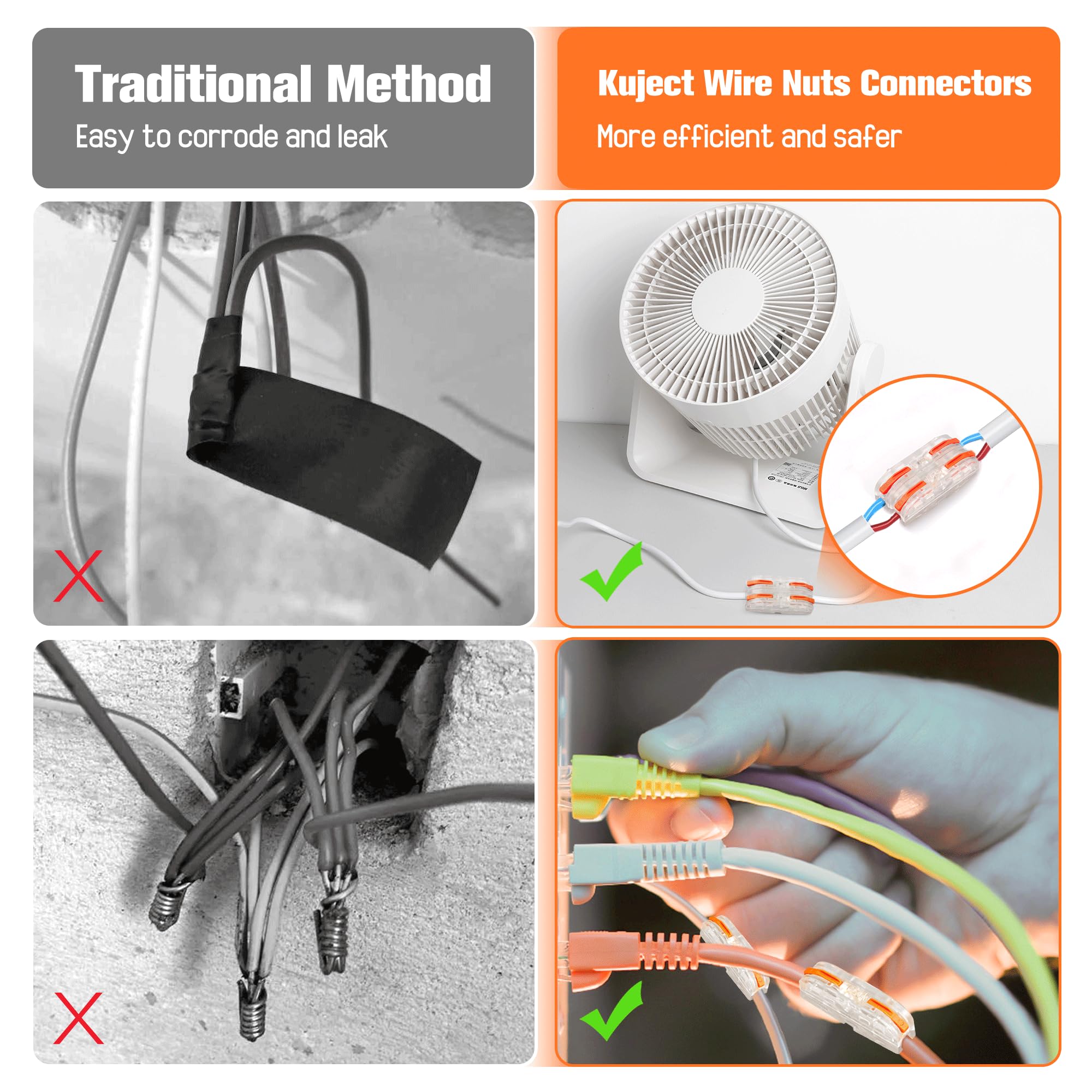 Snapklik.com : Kuject 100PCS Lever Nuts Wire Connectors, Wire Splice ...