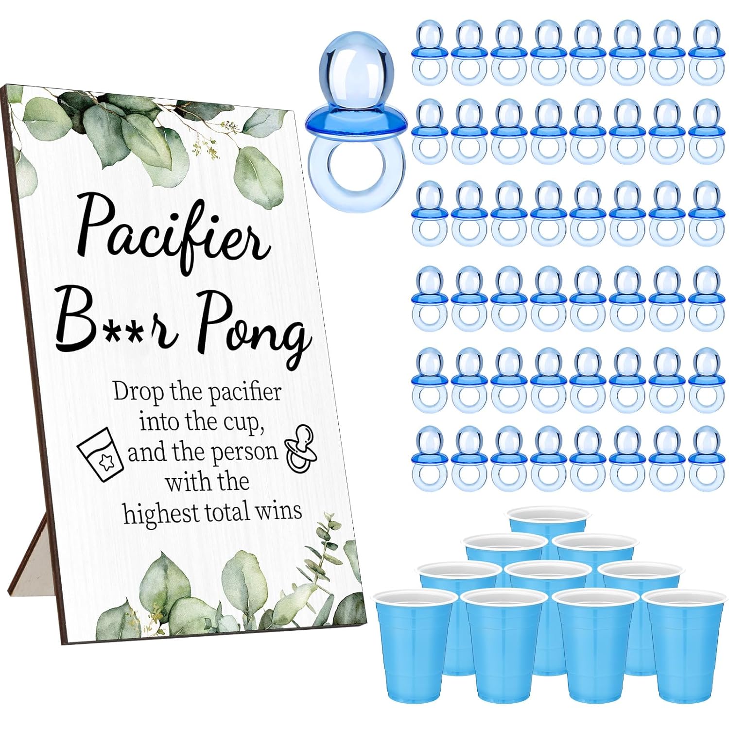 Amazon.com : Beeveer 61 Pieces Cool Pacifier Baby Shower Toss Games ...