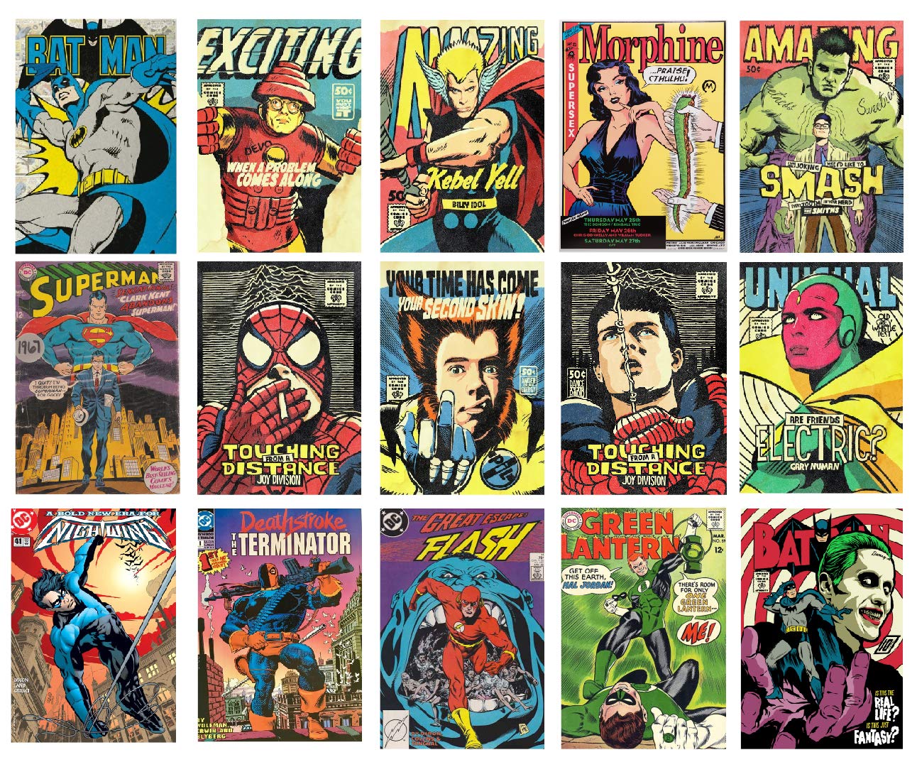 Buy HK Studio Vintage Comic Postcards, Retro Superhero Stickers, Old ...